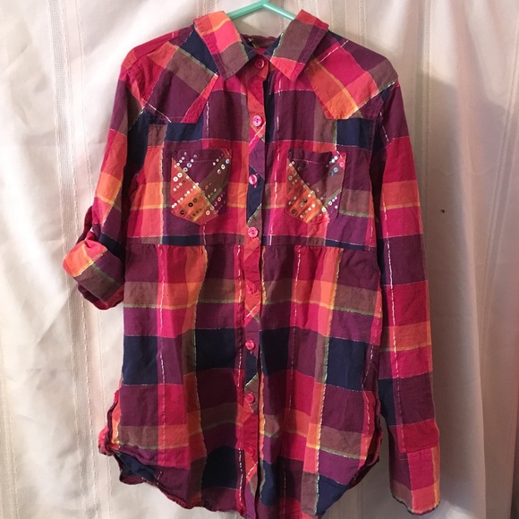 Justice | Shirts & Tops | Justice Colorful Button Down Shirtgirls 8 ...
